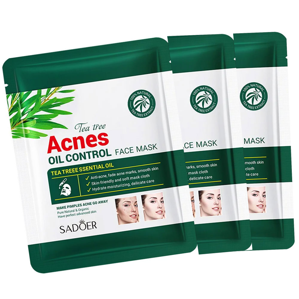 Sadoer Tea Tree Oil Control Face Mask Sheet 3 Pack Set (Acne Treatment) – The Care AK